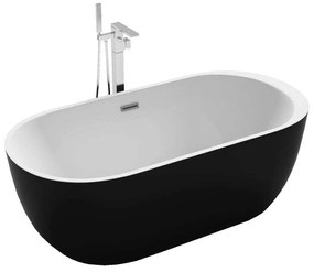 BPS-koupelny Volně stojící akrylátová vana HYD-POR503B 170x75 bílá/černá, odtokový komplet chrom