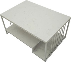 Konferenční stolek Kayseri 90 cm mramor/stříbrný