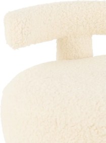 Bílá kulatá stolička s opěrkou Teddy Bouclé White - Ø 52*49 cm