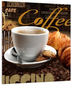 Obraz kávy a croissantů (30x30 cm)