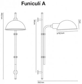 Marset A641-448 Funiculí A, nástěnná lampa nadčasového designu, 1xE14, žlutá RAL 0756070, výška 49,2cm