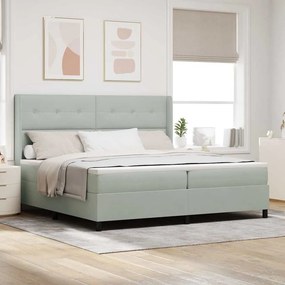 Postel s boxspringem s čelo Světle šedá 200 x 200 cm samet 3342026