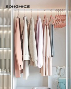 Sametová ramínka 30dílná, protiskluzové háčky na oblečení v barvě rose gold