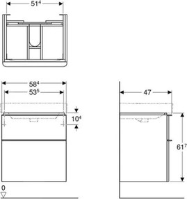 Geberit 500.352.00.1 - Koup. skříňka pod umyv. Smyle Square 61,7x58,4 cm bílá