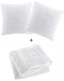 Bílý/béžový set přehozu a povlaku na polštář jersey 220x240 cm Cassandra – douceur d'intérieur