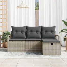 Set pohovek 4 ks 4-Počet míst Světle šedá polyratan 3359151