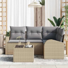 Sada zahradních pohovek 5 ks Beige a světle šedá polyratan 3354699