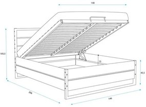 BMS Group Luxusní postel Loft - Dubové dřevo + ocelový rám 200x180
