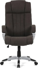 Autronic Kancelářská židle, plast ve stříbrné barvě, hnědá látka, kolečka pro tvrdé podlahy KA-L632 BR2