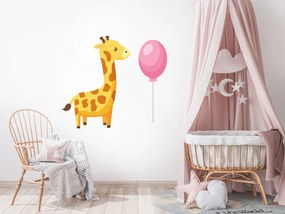 Nalepte.cz Žirafka s růžovým balonkem arch 70 x 75 cm
