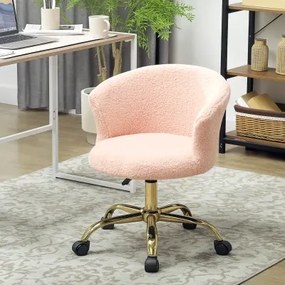 Vinsetto kancelářská židle, výškově nastavitelná ergonomická kancelářská židle, otočné sedadlo, ocelová konstrukce, růžová