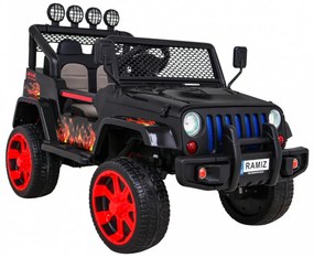 Ramiz Jeep Raptor 4x4, kožená sedačka, 2 místné černé s plameny