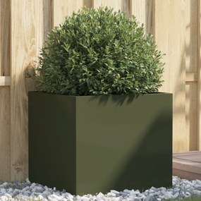 Truhlík olivově zelený 49x47x46 cm ocel válcovaná za studena - Default Title