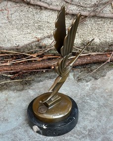 Bronzová socha soška -  Čáp bílý pták - art deco