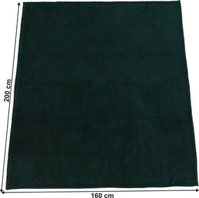 Plyšová pruhovaná deka, smaragdová, 160x200cm, TELAL