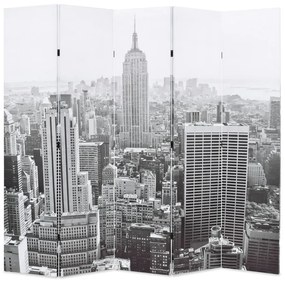 vidaXL Marketos Skládací paraván 200 x 170 cm New York by Day černobílý