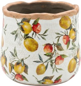 Keramický obal na květináč s citróny Lemon Grove M - Ø 14*12 cm