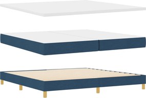 Postel s boxspringem s čelo Modrá 200 x 200 cm textil 3340303