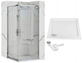 Rea Punto, sprchový kout 100x80x190 cm, 5mm čiré sklo, chromový profil + bílá sprchová vanička Savoy, KPL-K1009
