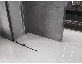 Mexen Velar L, posuvná sprchová zástěna Walk-in 100 x 200 cm, 8mm sklo námraza, černá matná, 871-100-003-33-70