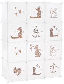 Dětská modulární skříň, bílá / hnědý dětský vzor, Tempo Kondela KITARO
