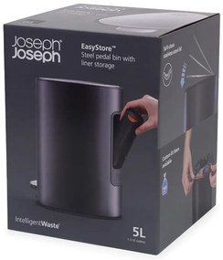 Matně černý nášlapný ocelový odpadkový koš 5 l EasyStore Luxe – Joseph Joseph