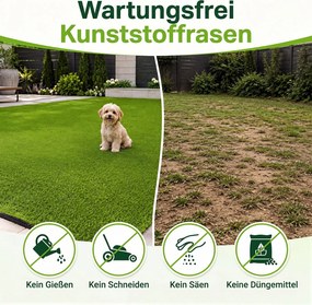 Costway 20 mm umělý trávník venkovní green s drenážním systémem v přírodním
