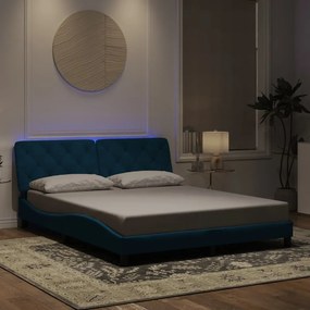 Rám postele s LED bez matrace modrý 160 x 200 cm samet 3213865