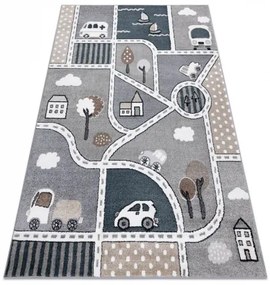 Dětský kusový koberec FUN Uličky Auta šedý Rozměr: 240x330 cm