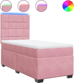 Box spring postel s matrací růžová 100x200 cm samet 3293139