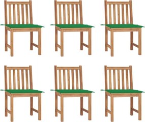 vidaXL Zahradní židle s poduškami 6 ks masivní teak [3073115] Barva: Zelená