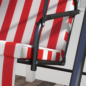 Zahradní houpačka Outsunny pro 3 osoby s nastavitelnou střechou, polštáři a opěradlem 1,72D x 1,1Š x 1,53V m Černá ocel Červený polyester | Aosom