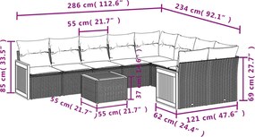 10dílná zahradní sedací souprava s poduškami béžová polyratan 3260392
