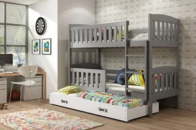BMS Group Dětská patrová postel s přistýlkou KUBUS grafit Velikost postele: 200x90 cm, Barva šuplíku: Grafit