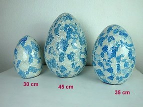 Stolní lampa ART EGG bílo-modrá, ruční práce