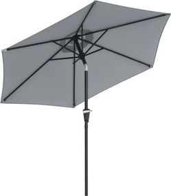 Zahradní deštník Outsunny Ø230 cm s nastavitelným sklonem a ručním křivým, voděodolný deštník pro terasu šedý | Aosom