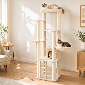 Costway Vícepatrové škrabadlo pro kočky 194 cm, béžové