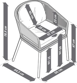 Tchibo - Zahradní židle s textilním výpletem - barva: černá