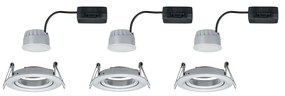 Paulmann 93487 LED Coin Nova round, set kulatých bodovek v úpravě kartáčovaný hliník, 3x6,5W LED 2700K tříkrokové stmívání, prům.8,4cm