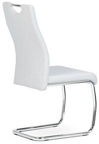 AUTRONIC Jídelní židle koženka bílá / chrom