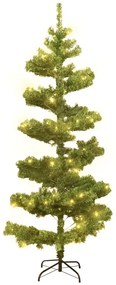 344650 vidaXL Spirálový vánoční stromek s LED a stojanem zelený 150 cm PVC