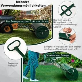 Costway Válec na trávník kovový 113 L ruční válec s rukojetí zahradní – zelený