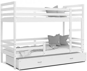 DOBRESNY Dětská patrová postel JACEK 190x80 cm BÍLÁ-BÍLÁ