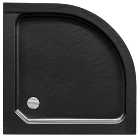 Besco Čtvrtkruhová akrylátová sprchová vanička ALEX NEW SE HR 80x80 (90x90) IP B Stone Effect Barva: Stone Effect černá, Rozměry (cm): 81x81