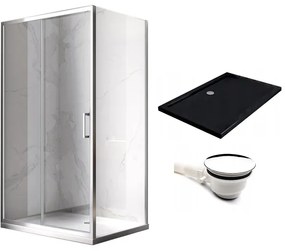 BPS-koupelny Obdélníkový sprchový kout HYD-OK103A 100x80 chrom/transparent + vanička HYD-OSV-ST03A černá