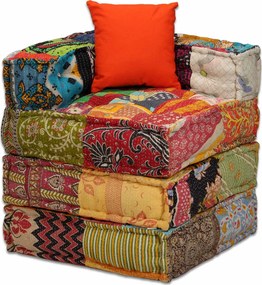 vidaXL 2místný modulární pouf pruhovaný textil [244977] Barva: Patchwork