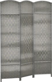 HOMCOM 3-panelový skládací paravan 135x180 cm - dělící obrazovka pro soukromí z polypropylenu do kanceláře nebo ložnice - šedá kombinace | Aosom
