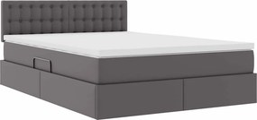 Postel s úložným prostorem a matrací s čelo Šedá 140 x 190 cm 3370395