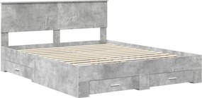 Rám postele s čelo Betonově šedá 160 x 200 cm Kompozitní dřevo 3410873