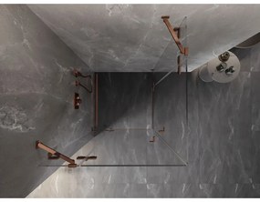 Mexen Lunar Duo, výklopný sprchový kout 105 x 105 cm, 8mm čiré sklo, profil růžové zlato, 834-105L-105P-60-00